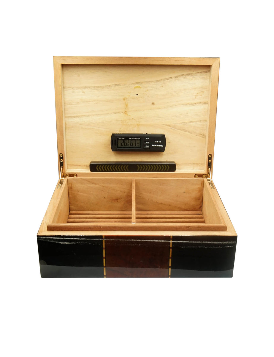 Ticker 125 Count Ebony with Walnut Inlay Table Top Humidor (Pre-Owned ...